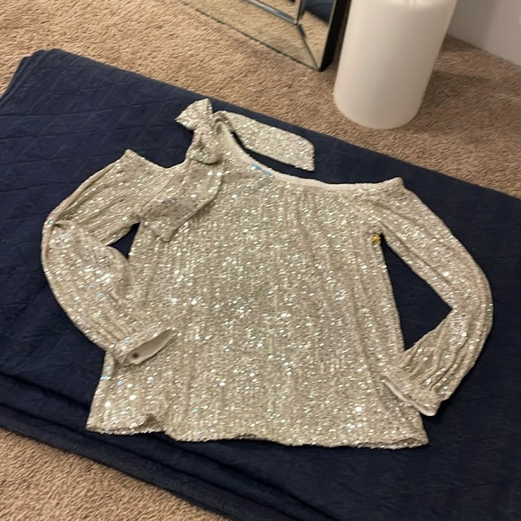 CeCe | Tops | Nwt Sequined Off The Shoulder Cece Top Champagne Color ...